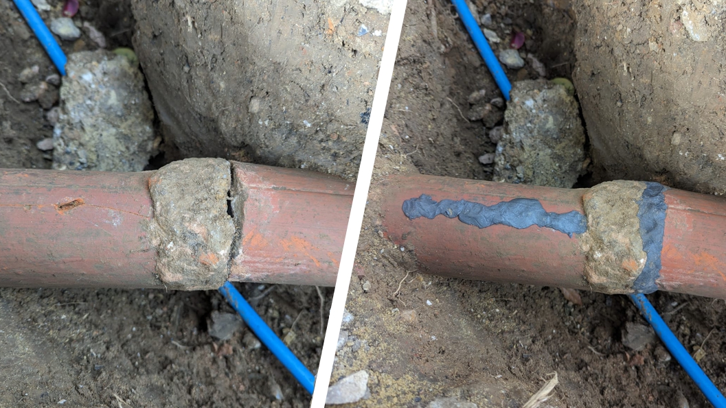 Cracked Underground Clay Drainage Pipe Repair | Sylmasta
